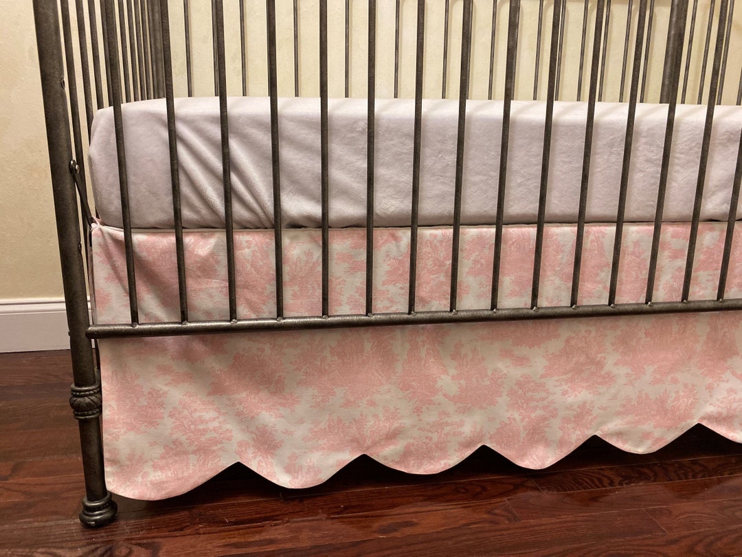 Custom Toile Scallop Edge Crib Skirt, Baby Girl, Baby Boy, Gender ...