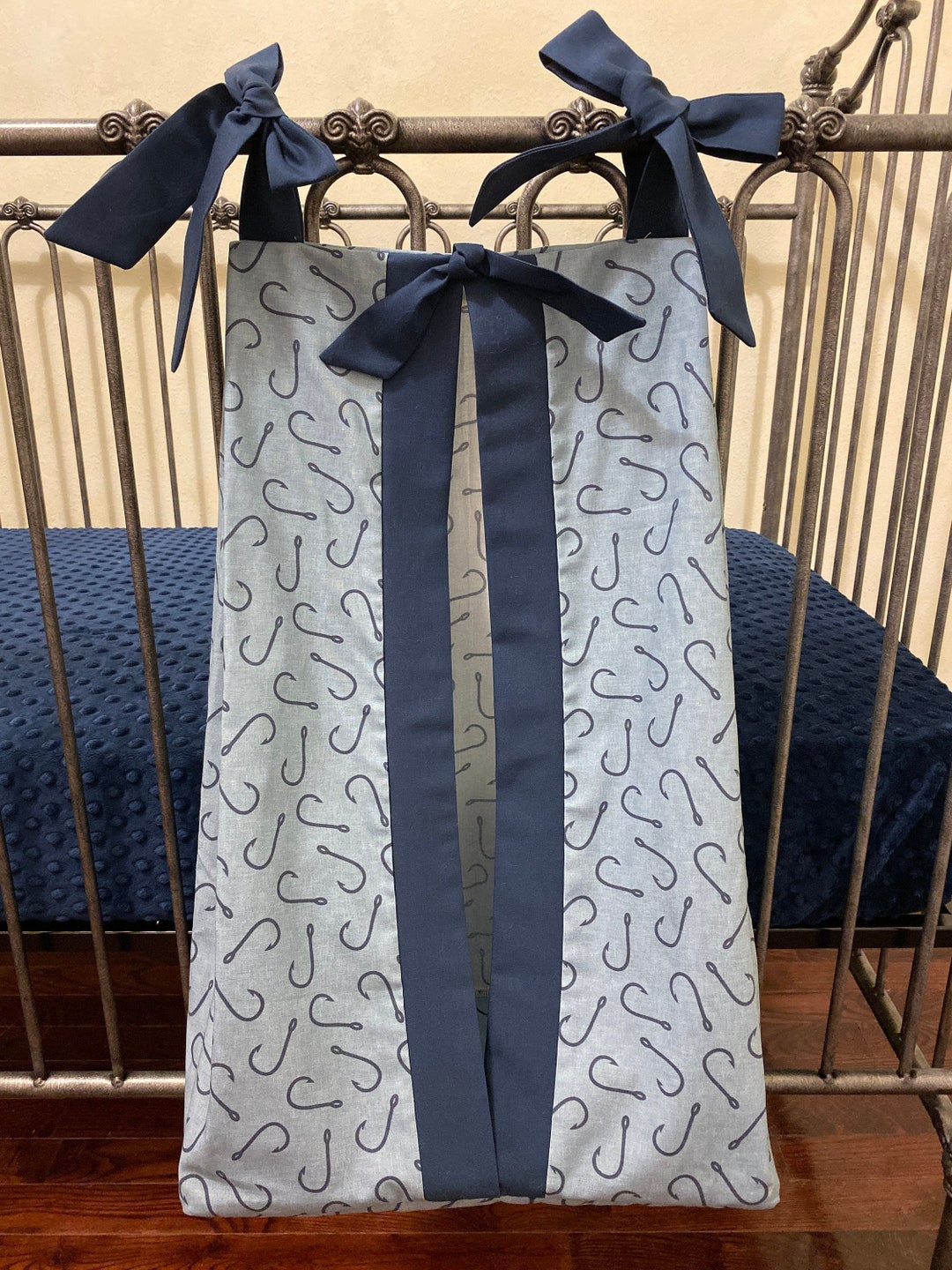 Diaper Stacker - Fish Hooks in Blue, Fishing Nursery Diaper Holder - Etsy