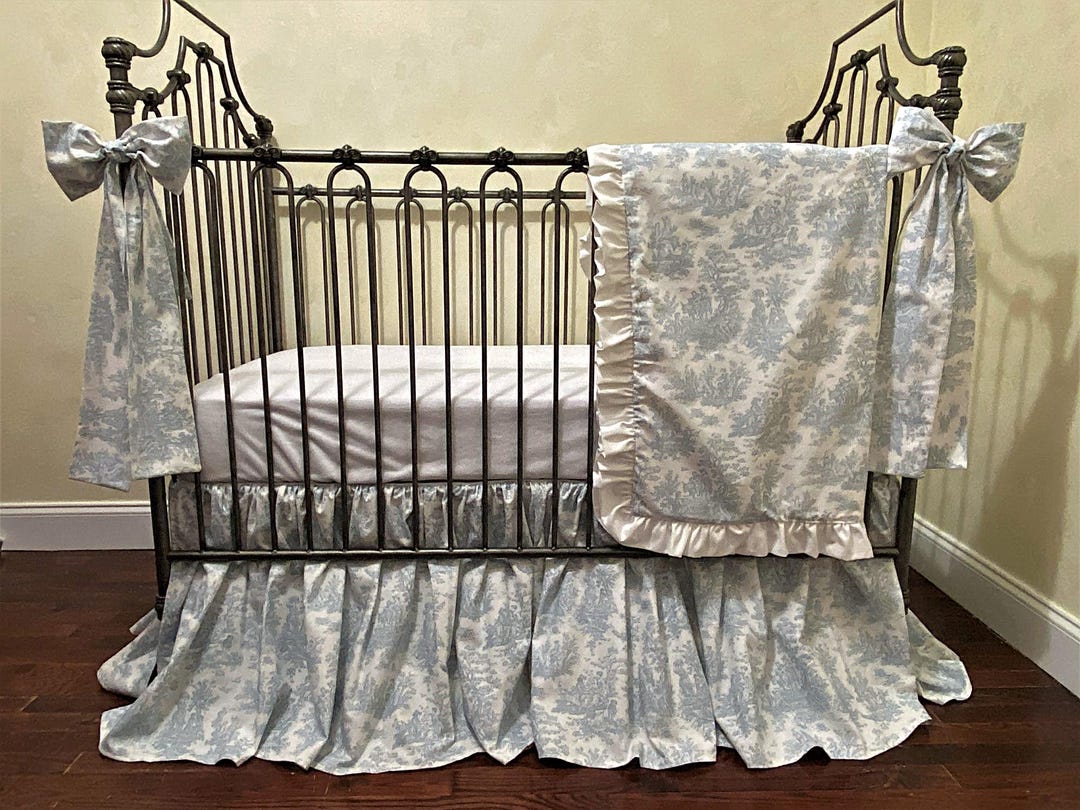 Blue Toile Crib Bedding, Baby Boy, Baby Girl Crib Bedding, Toile Crib ...