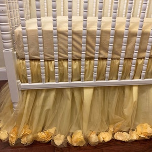Baby Girl Light Yellow Crib Bedding, Tulle Crib Skirt, Minky Crib Sheet ...