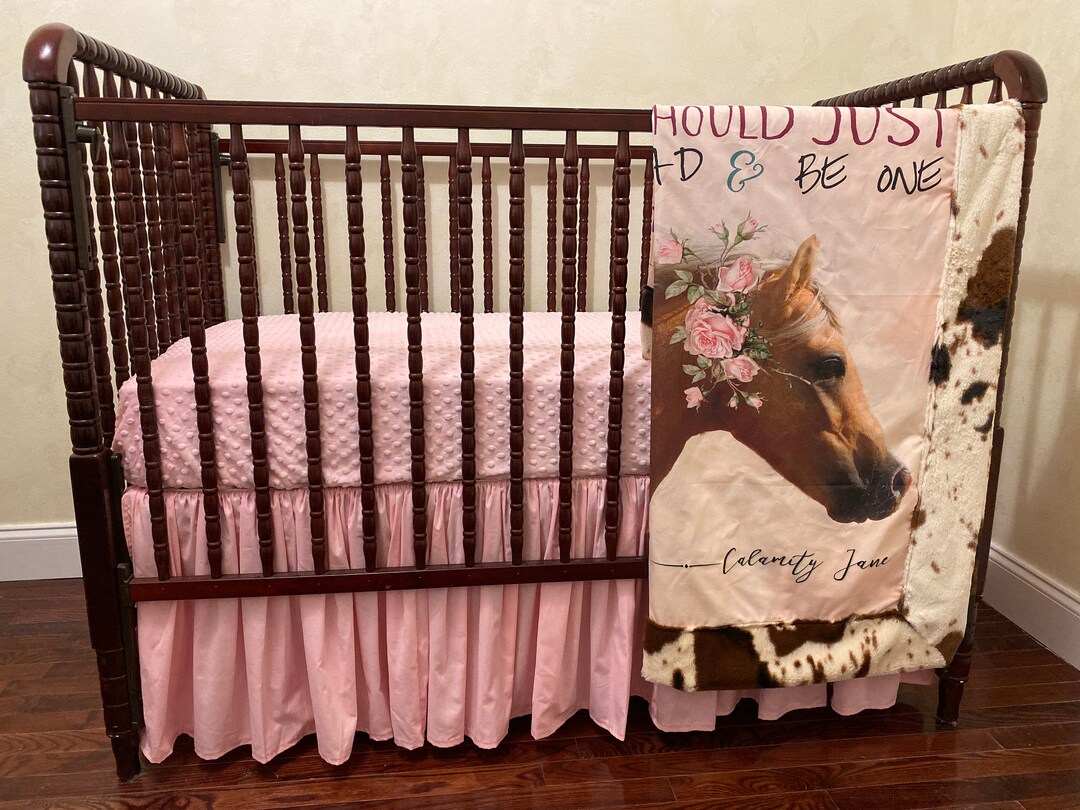Baby Girl Crib Bedding, Horse Crib Bedding, Pony Minky Baby Bedding ...