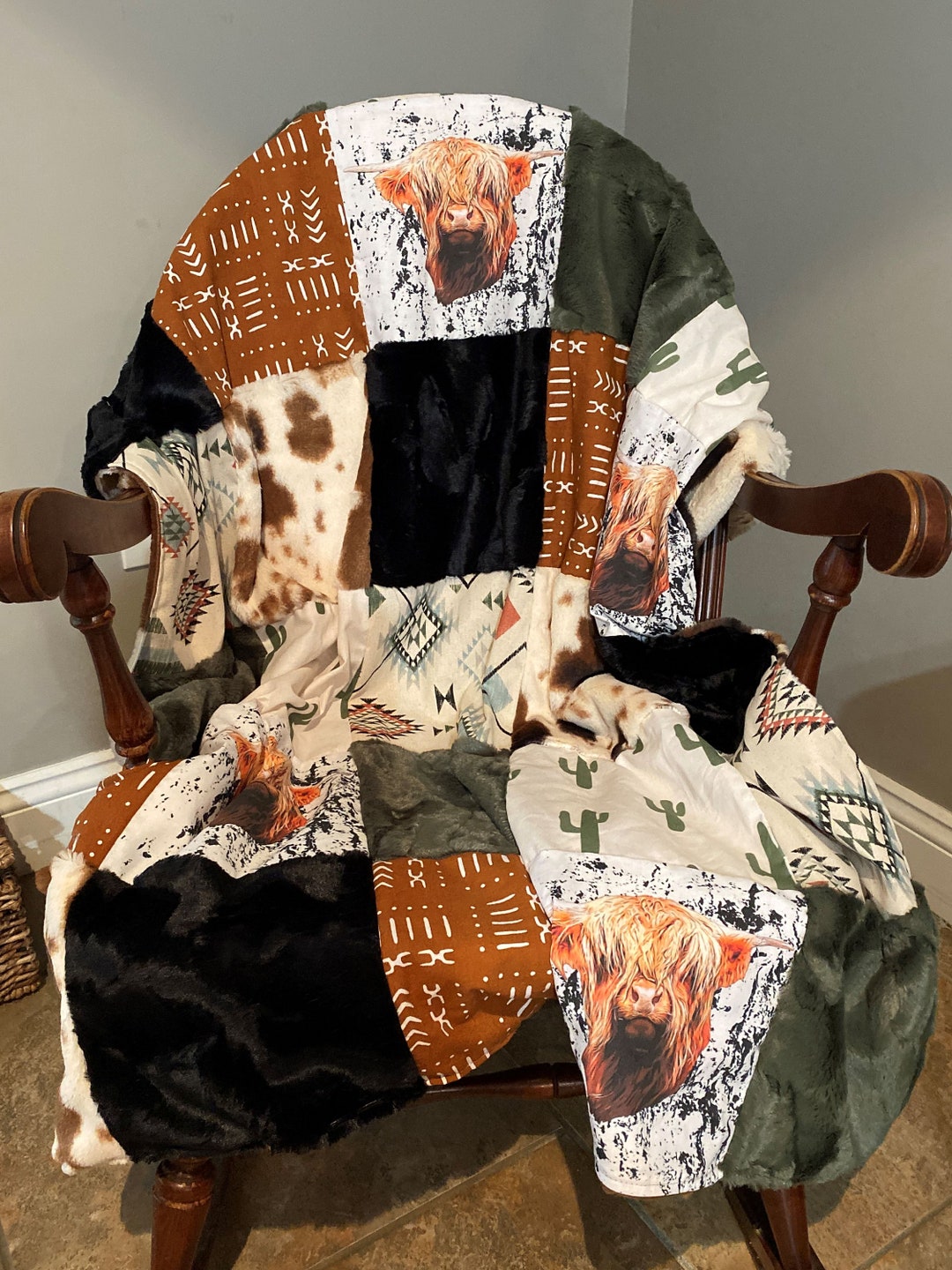 Western Nursery Patchwork Baby Blanket, Baby Boy Patchwork Blanket ...