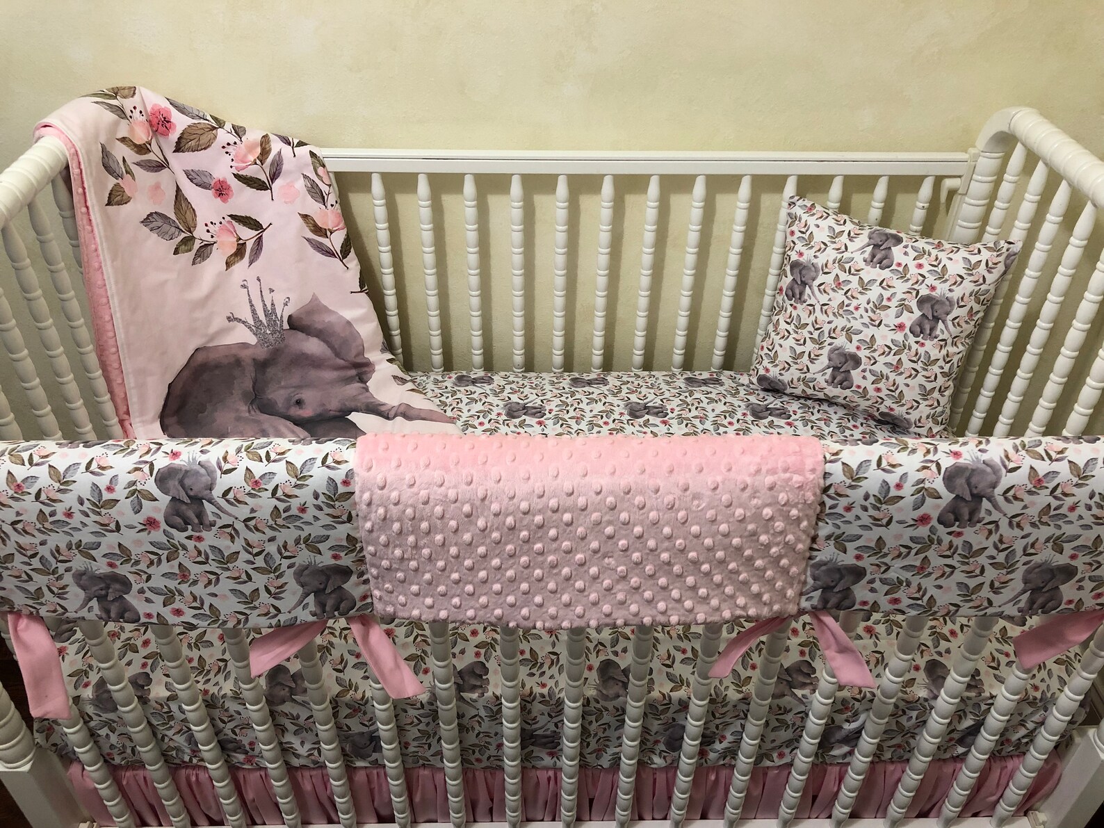 Baby Girl Floral Elephant Crib Bedding Elephant Baby Bedding - Etsy