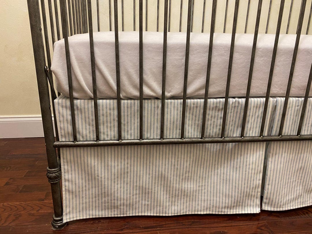 Ticking Stripe Cotton Crib Skirt: Tailored Style, Baby Bedding, Custom ...