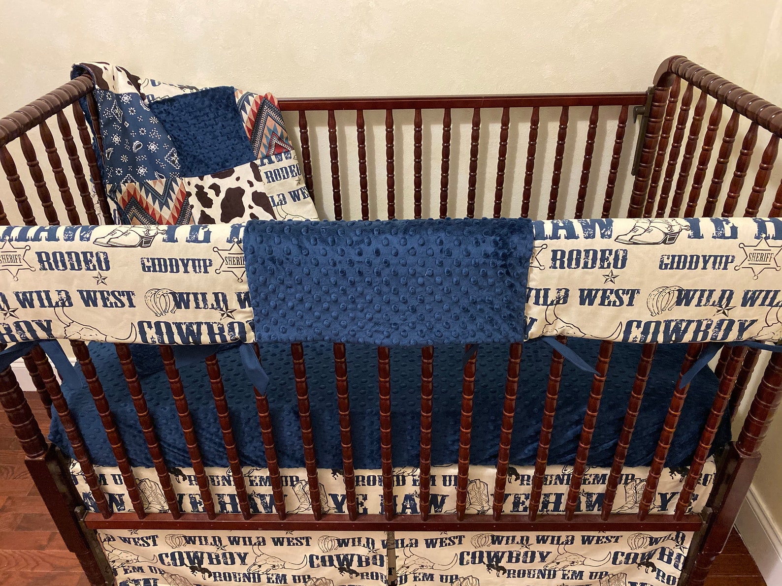 Western Crib Bedding Set Cowboy Baby Bedding Navy Blue - Etsy