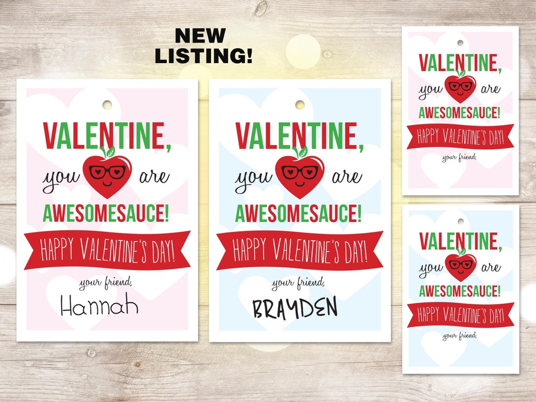 Digital Download Applesauce Valentine Card, Kids Classroom Valentine ...