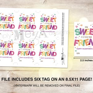 Instant Download How Sweet It is Friend Valentine's Gift Tag, Kids ...