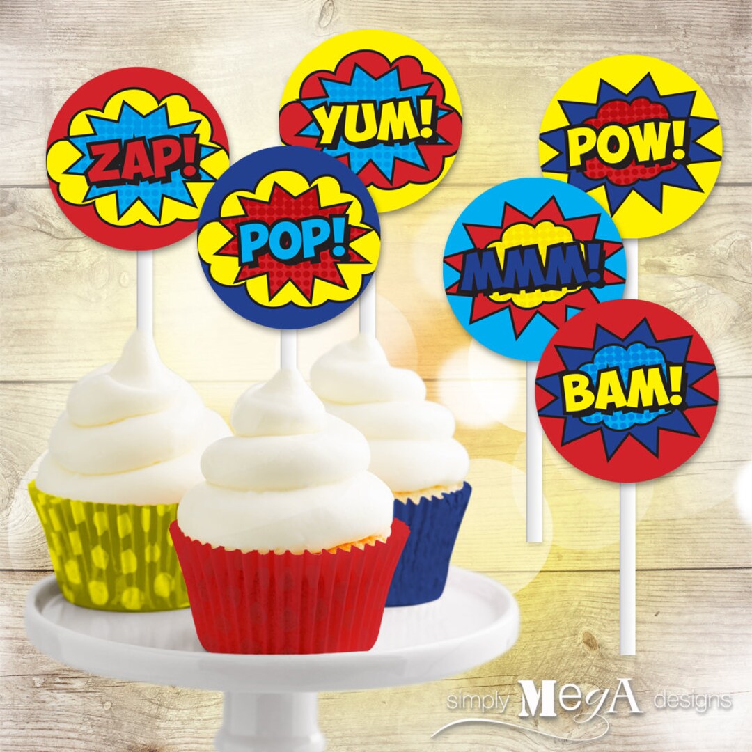 Superhero Cupcake Toppers — Printable Superhero Party Toppers ...
