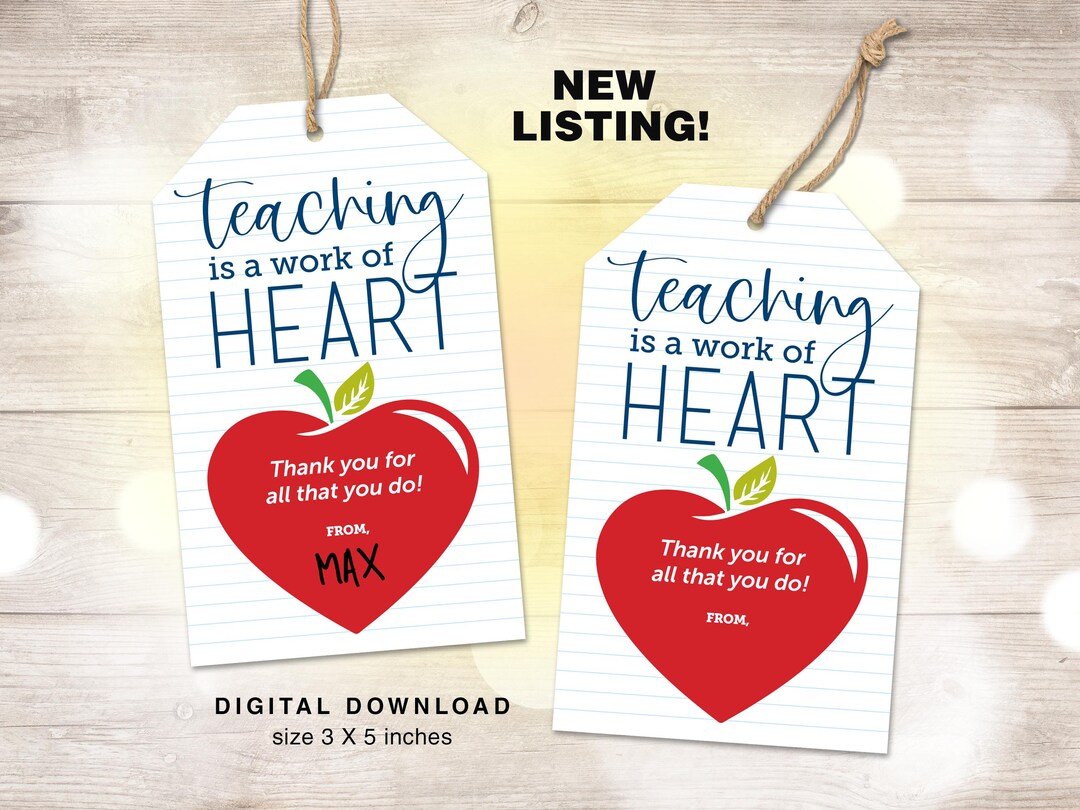 Instant Download Teacher Appreciation Gift Tag, Thank You Teacher ...