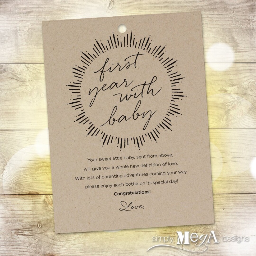 Mommy Milestone Wine Basket Main Tag — New Mom Wine Card — Baby Shower ...