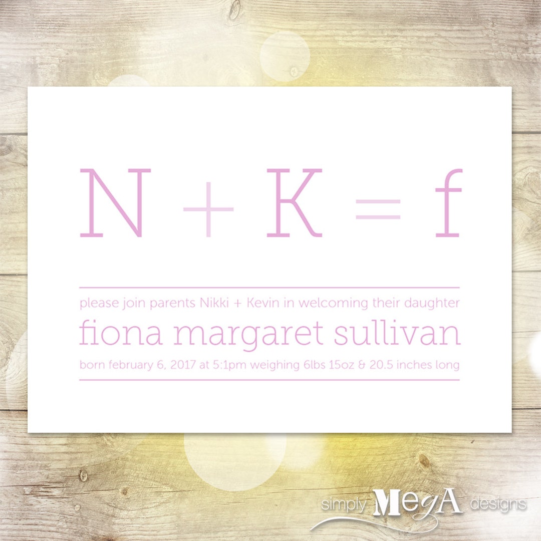 Typography Baby Announcement — Math Equation Baby Announcement ...
