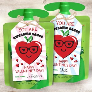 Instant Download Applesauce Valentine Card, Kids Classroom Valentine ...