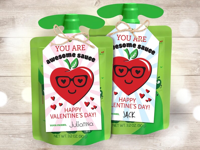 Instant Download Applesauce Valentine Card, Kids Classroom Valentine ...