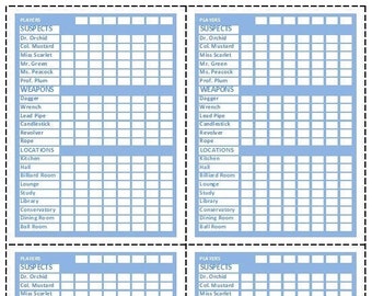 CLUE Master Detective Score Sheets, Detective Notebook Pad - Etsy