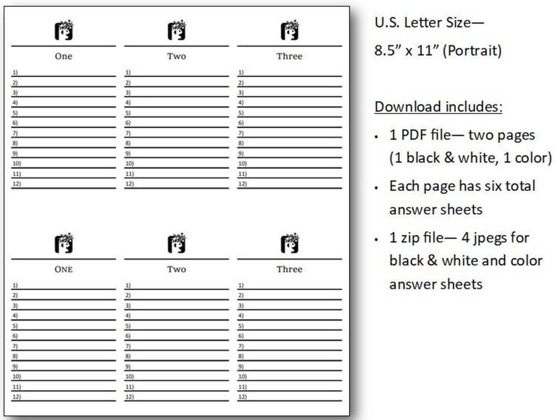 Scattergories - Replacement Answer Sheets - Board Game Printable ...