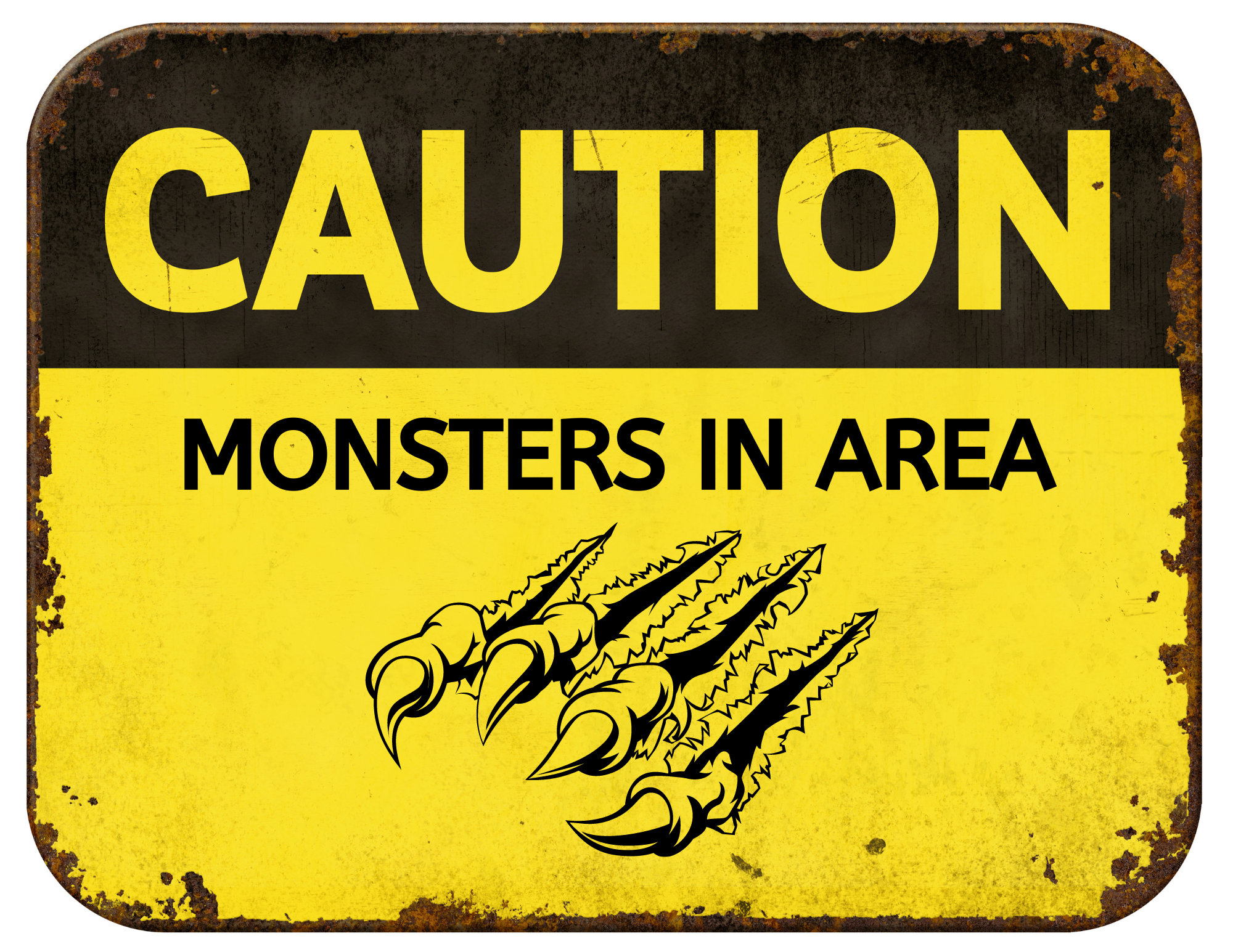 3 Caution Signs - Monsters in Area, Enter at Your Own Risk, Zombies ...
