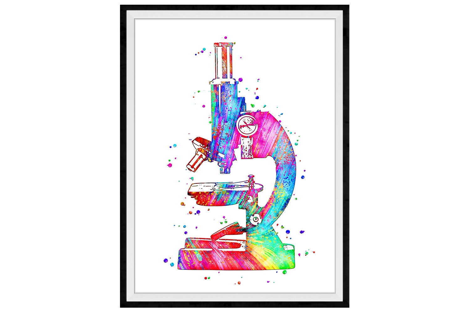 Microscope Vibrant Watercolor Stencil Painting Modern Art - Etsy
