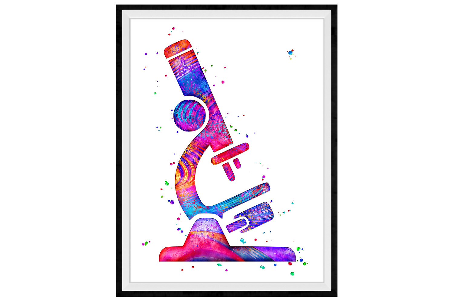 Microscope Vibrant Watercolor Stencil Painting Modern Art Print - Etsy