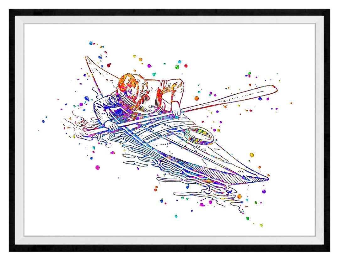 Kayaking Vibrant Watercolor Stencil Painting Modern Art Print #3 - Etsy
