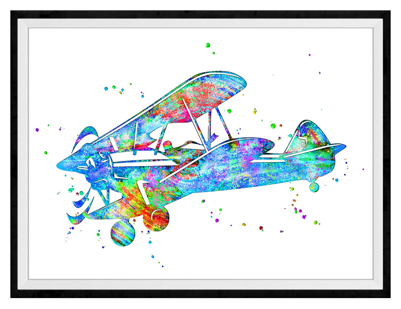 Biplane Vibrant Watercolor Stencil Painting Modern Art Print - Etsy