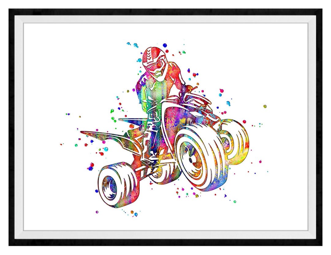 Atv Vibrant Watercolor Stencil Painting Modern Art Print #2 - Etsy