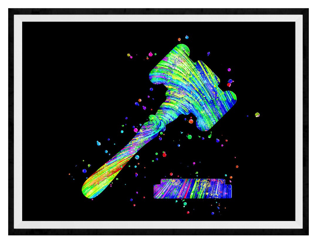 Gavel Vibrant Watercolor Stencil Painting Modern Art Print - Etsy