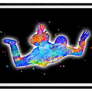 Skydiving Vibrant Watercolor Stencil Painting Modern Art Print - Etsy