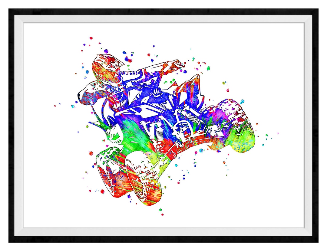 Atv Vibrant Watercolor Stencil Painting Modern Art Print 3 - Etsy