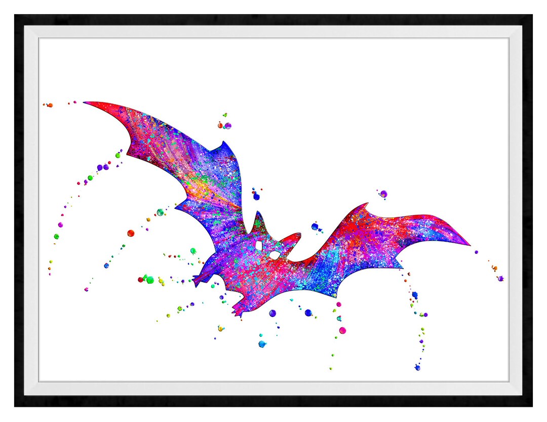 Vampire Bat Vibrant Watercolor Stencil Painting Modern Art Print 2 - Etsy