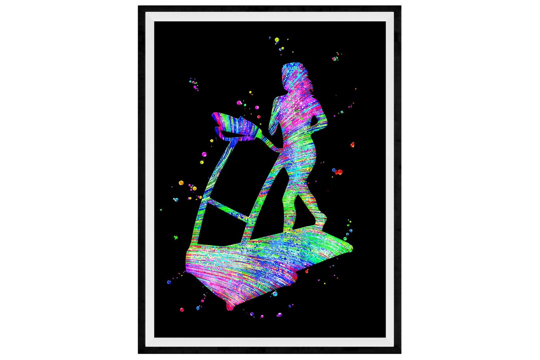 Treadmill Vibrant Watercolor Stencil Painting Modern Art Print - Etsy