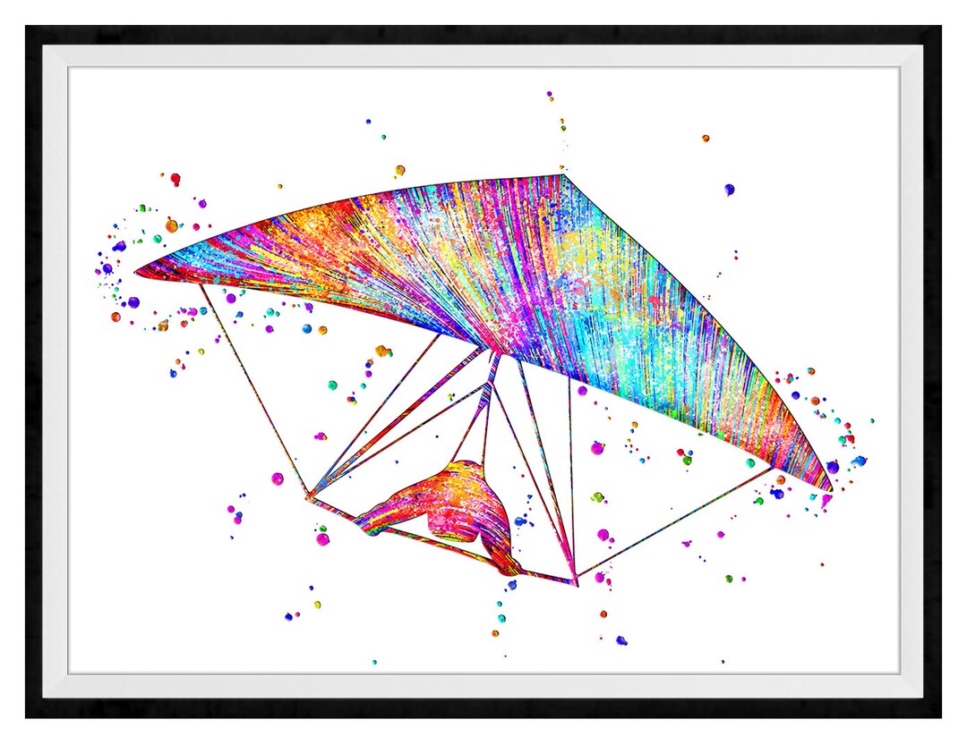 Hang Gliding Vibrant Watercolor Stencil Painting Modern Art Print #3 - Etsy