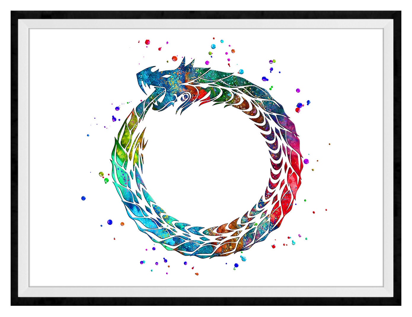 Ouroboros Vibrant Watercolor Stencil Painting Modern Art Print - Etsy