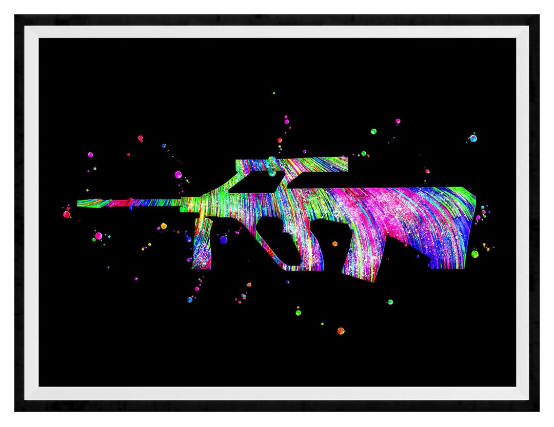 Steyr Aug Rifle Vibrant Watercolor Stencil Painting Modern Art Print - Etsy