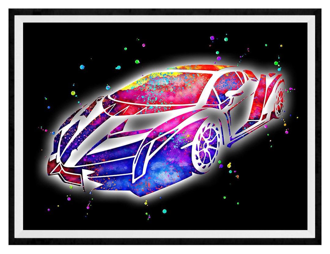 Ferrari Vibrant Watercolor Stencil Painting Modern Art Print - Etsy