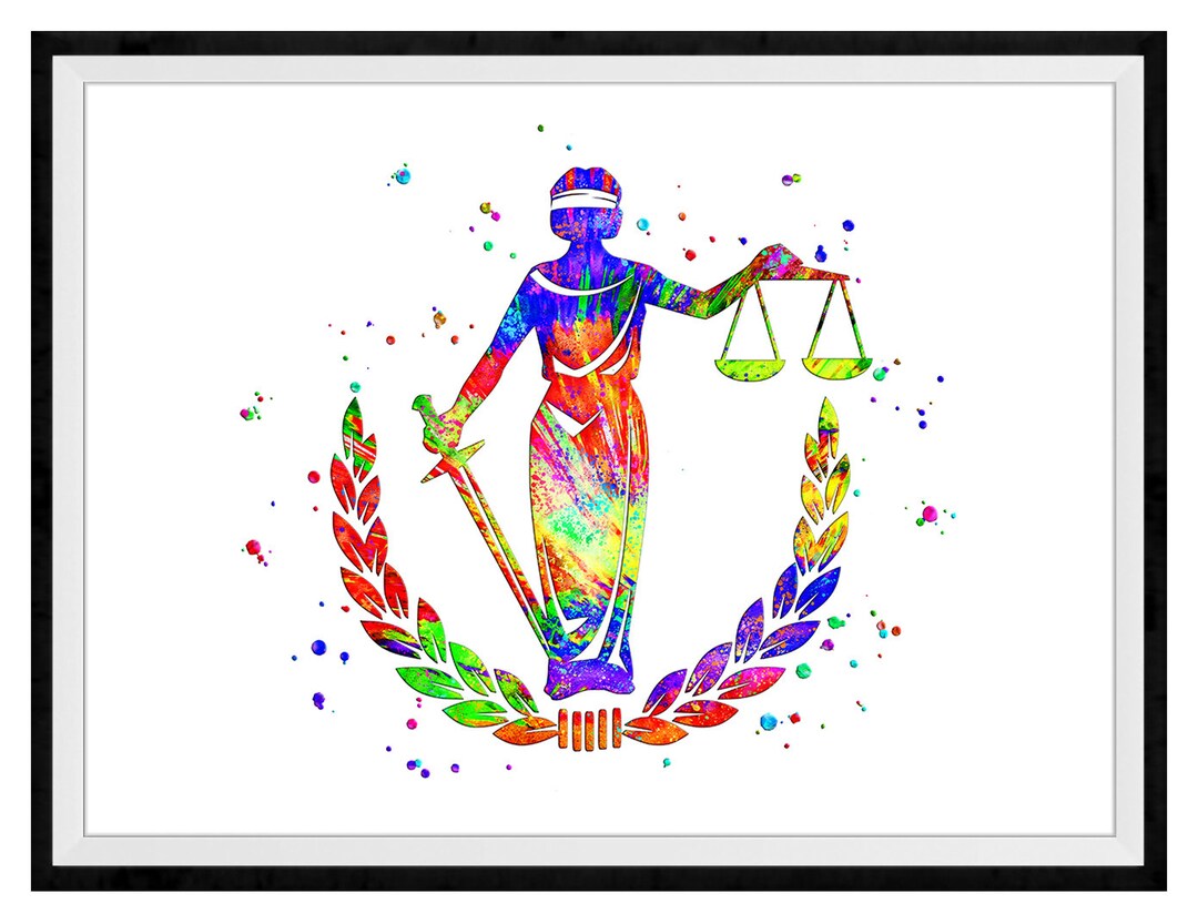 Lady Justice Vibrant Watercolor Stencil Painting Modern Art Print - Etsy