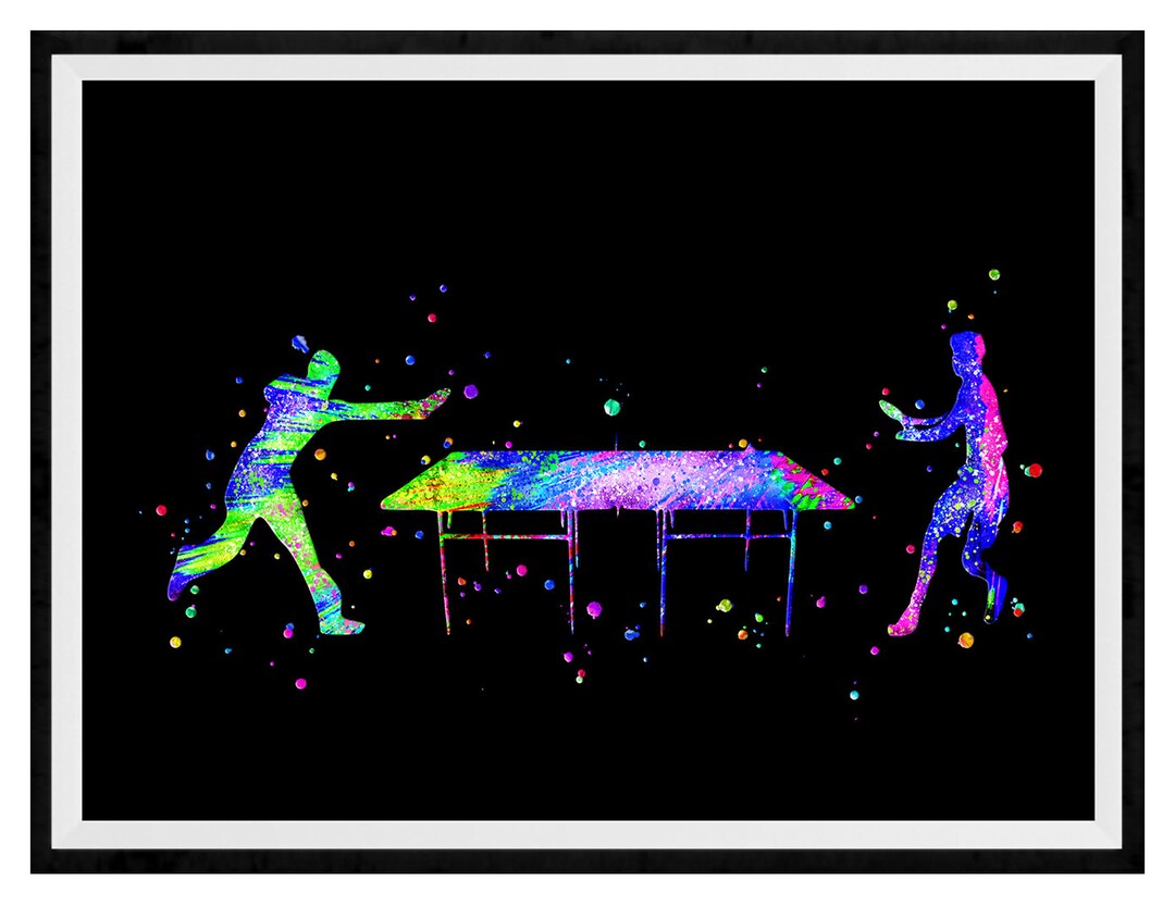 Ping Pong Vibrant Watercolor Stencil Painting Modern Art Print #2 - Etsy