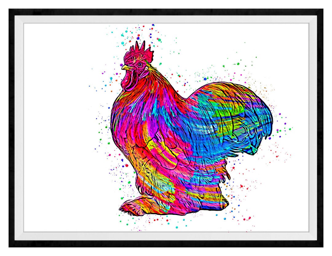 Cochin Chicken Mixed Media Painting Art Print - Etsy