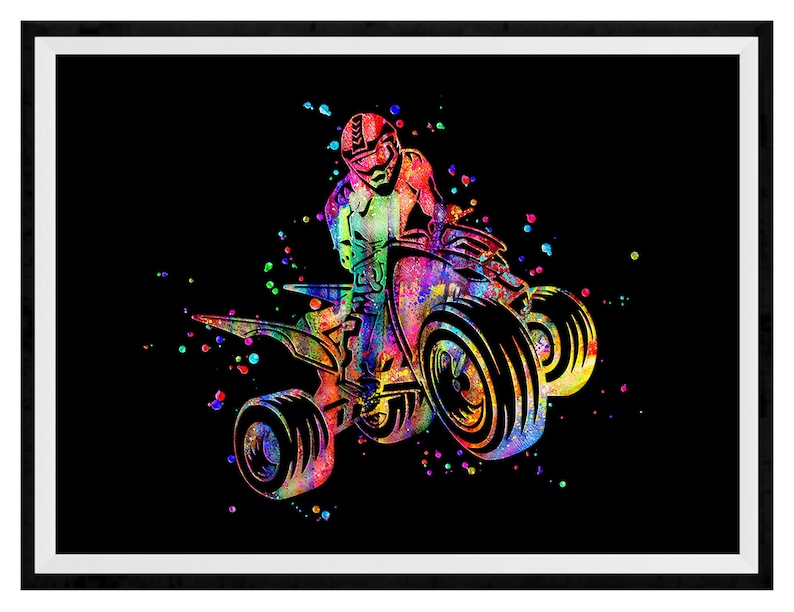Atv Vibrant Watercolor Stencil Painting Modern Art Print 2 - Etsy