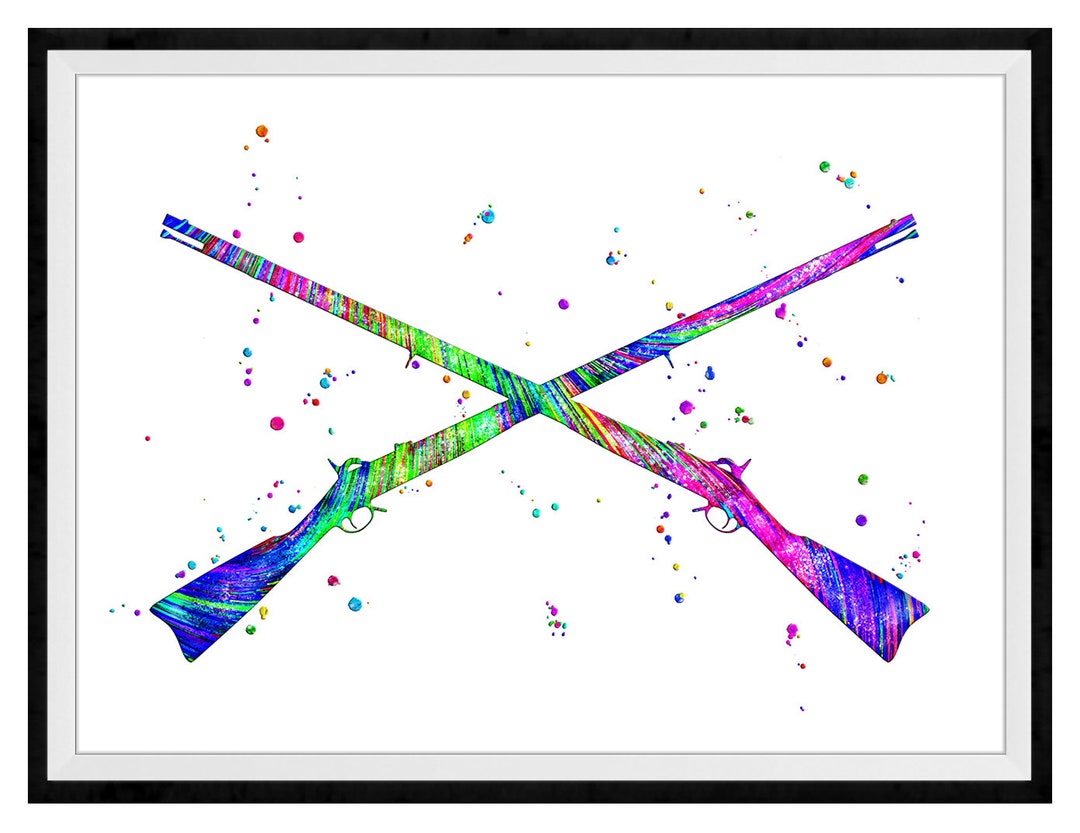 Musket Vibrant Watercolor Stencil Painting Modern Art Print - Etsy