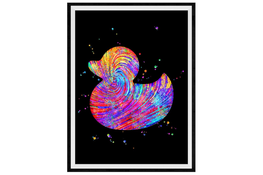 Rubber Ducky Vibrant Watercolor Stencil Painting Modern Art Print - Etsy