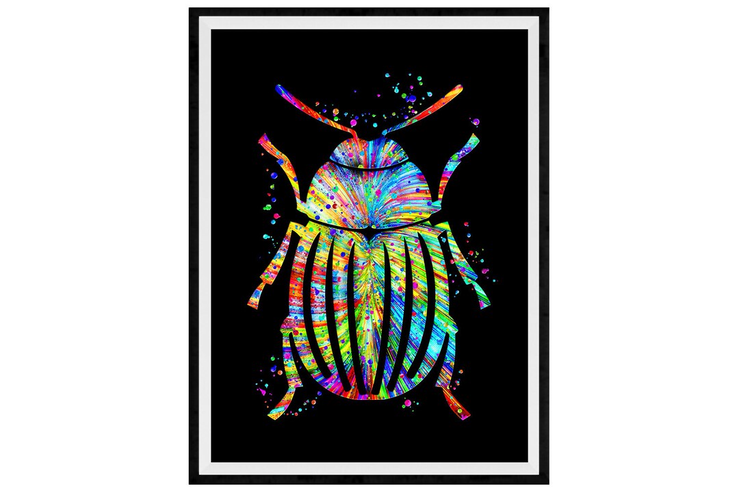 Glorious Scarab Vibrant Watercolor Stencil Painting Modern Art - Etsy