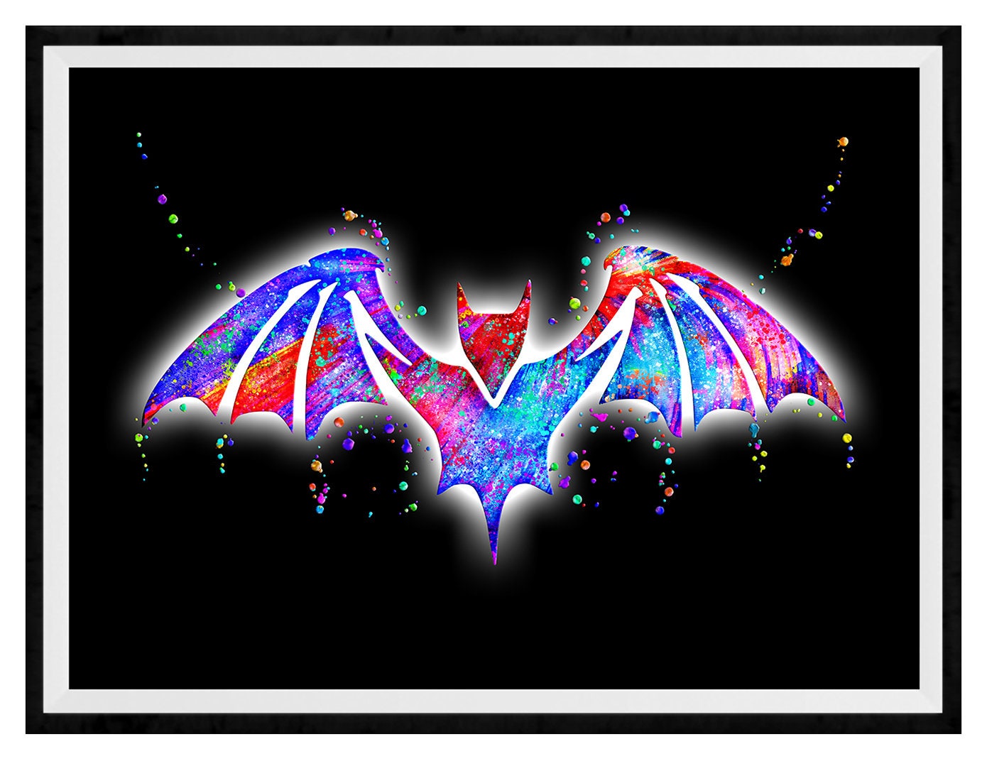 Vampire Bat Vibrant Watercolor Stencil Painting Modern Art Print - Etsy