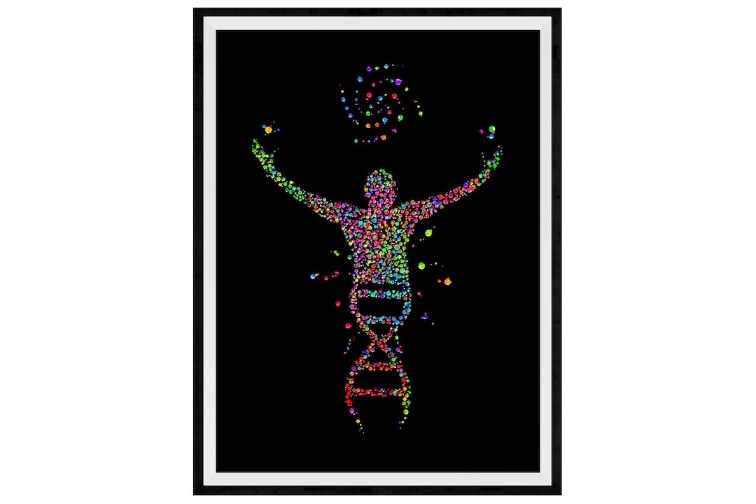Dna Vibrant Watercolor Stencil Painting Modern Art Print #3 - Etsy