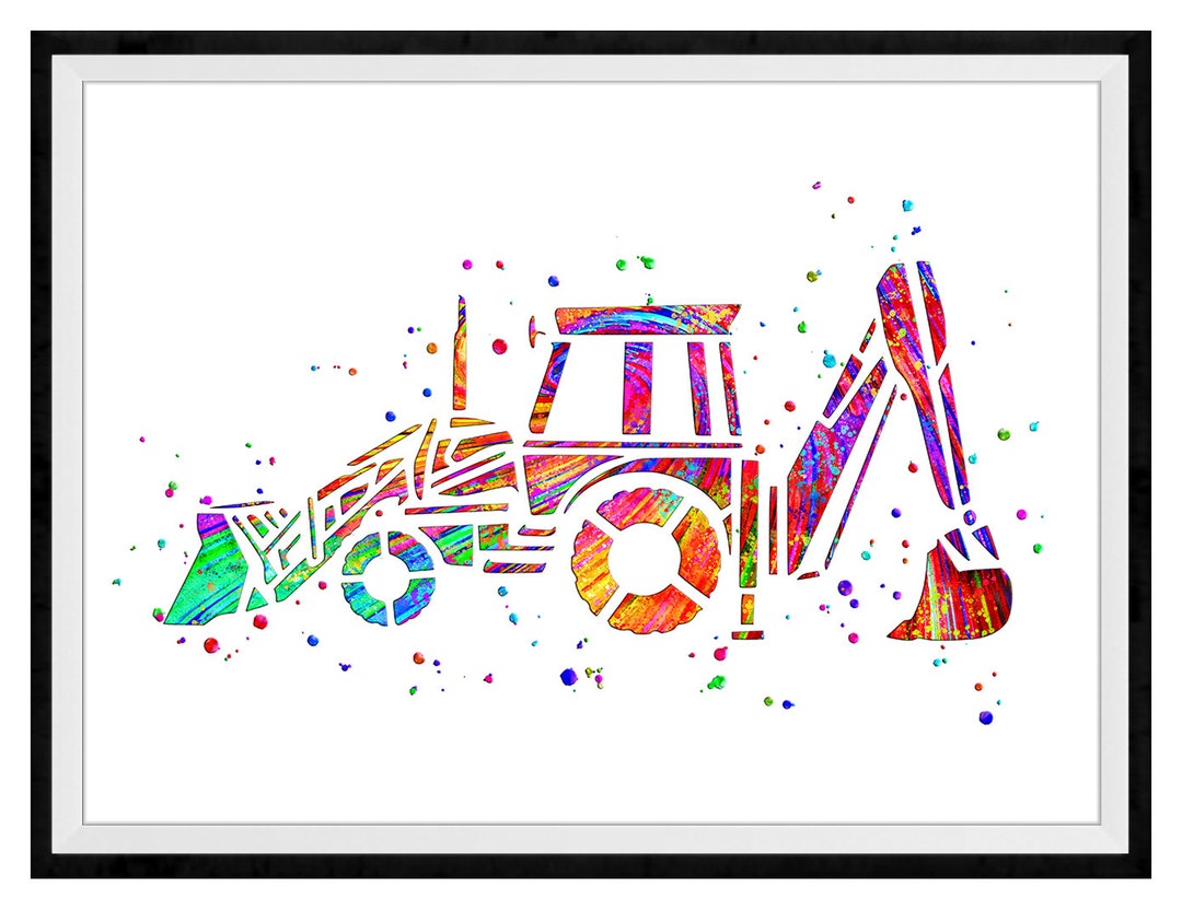 Earthmover Vibrant Watercolor Stencil Painting Modern Art Print - Etsy