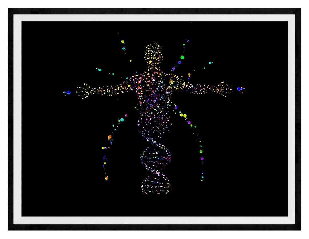 Dna Vibrant Watercolor Stencil Painting Modern Art Print - Etsy