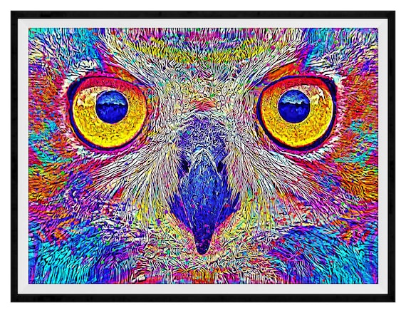 Owl Face Chromatic Painting Art Print | Etsy