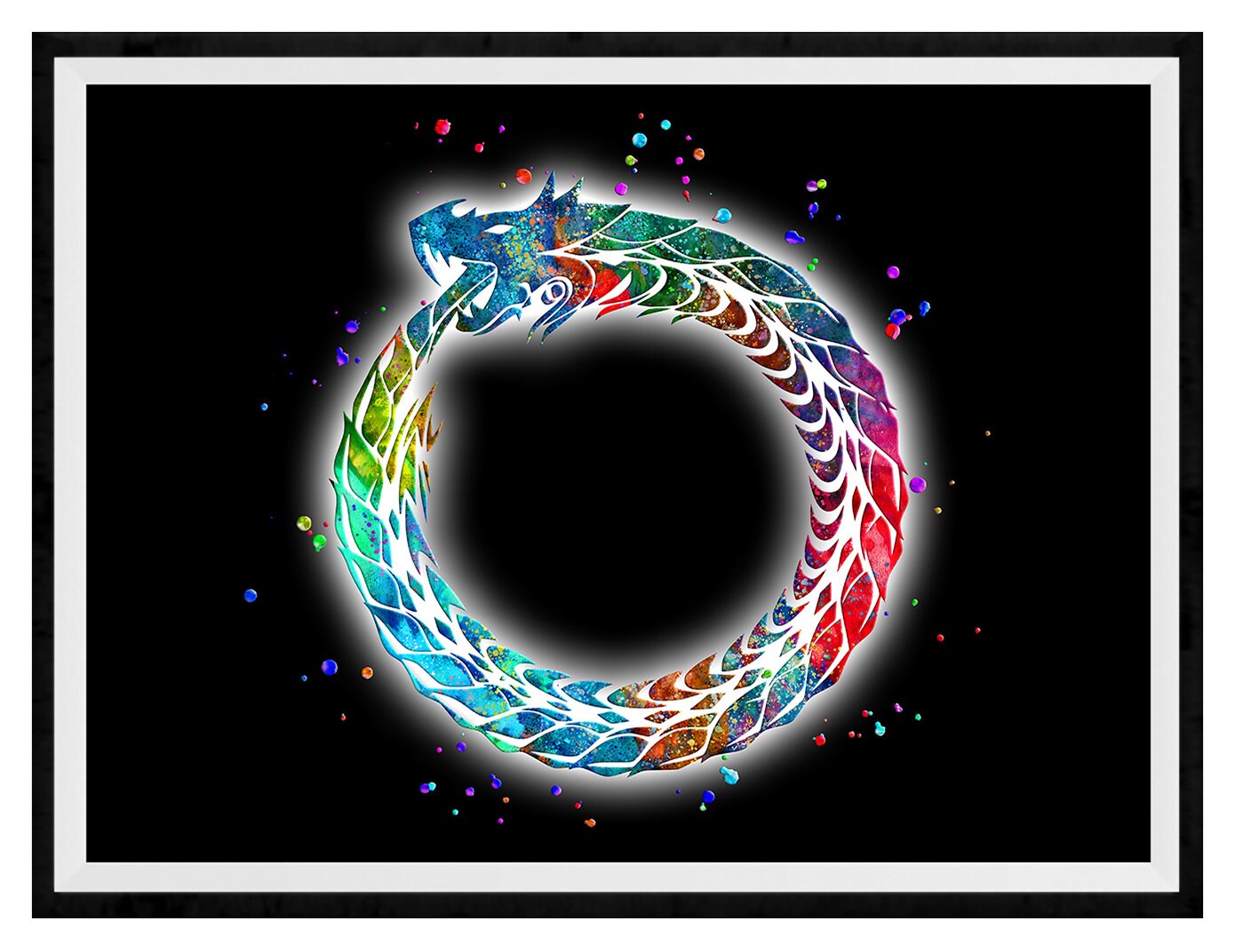 Ouroboros Vibrant Watercolor Stencil Painting Modern Art Print - Etsy