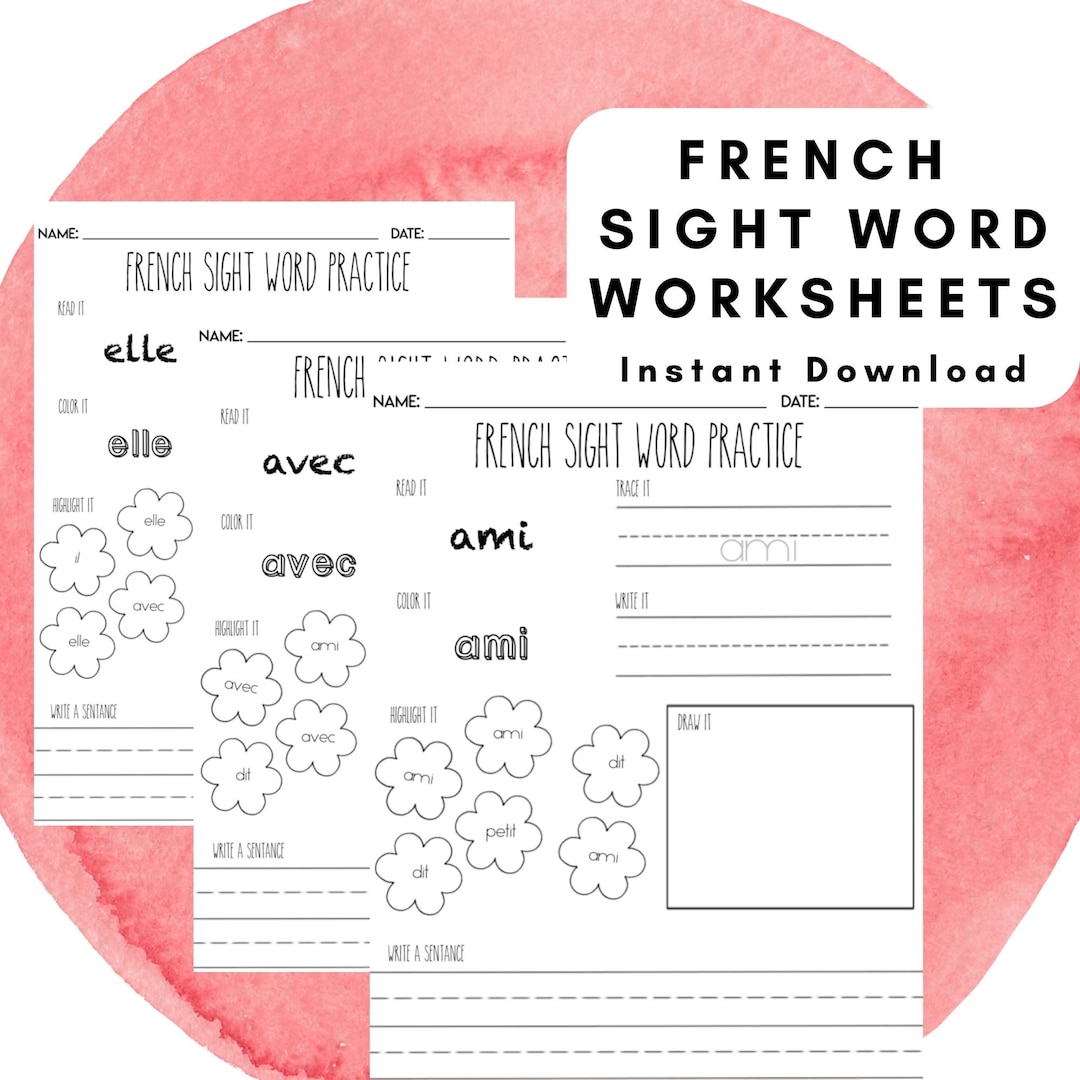 Beginner French Worksheets | French Sight Word Practice | Homeschool ...