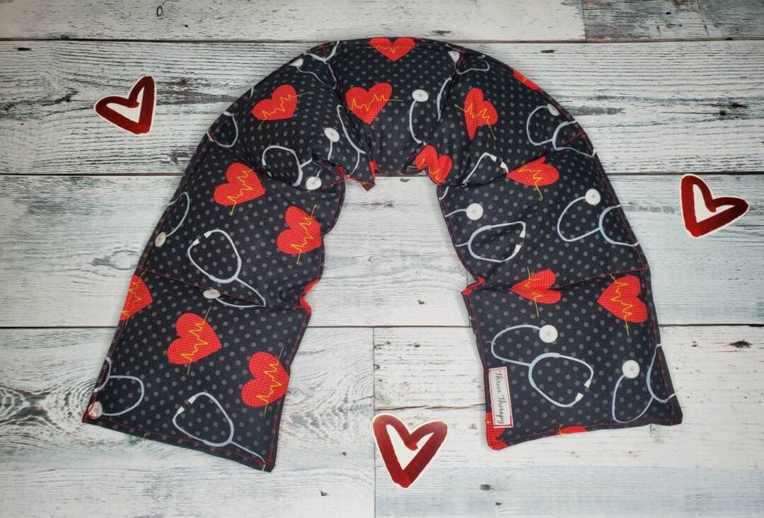 Heart Stethoscope Neck Wrap Natural Heating Pad Flaxseed Filled ...