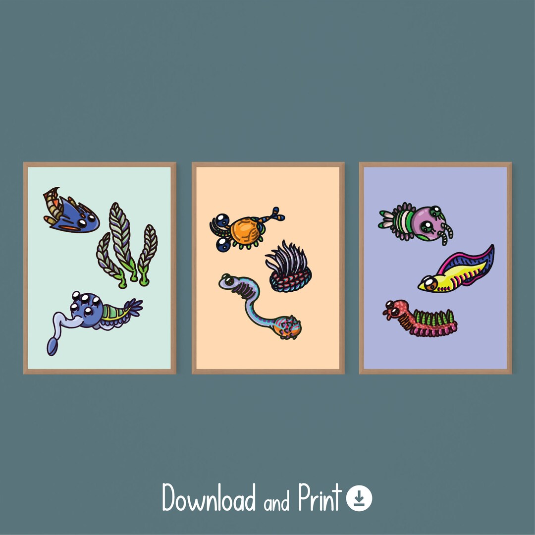 Cambrian Creatures Set of 3 Printable Wall Art | Instant Download ...